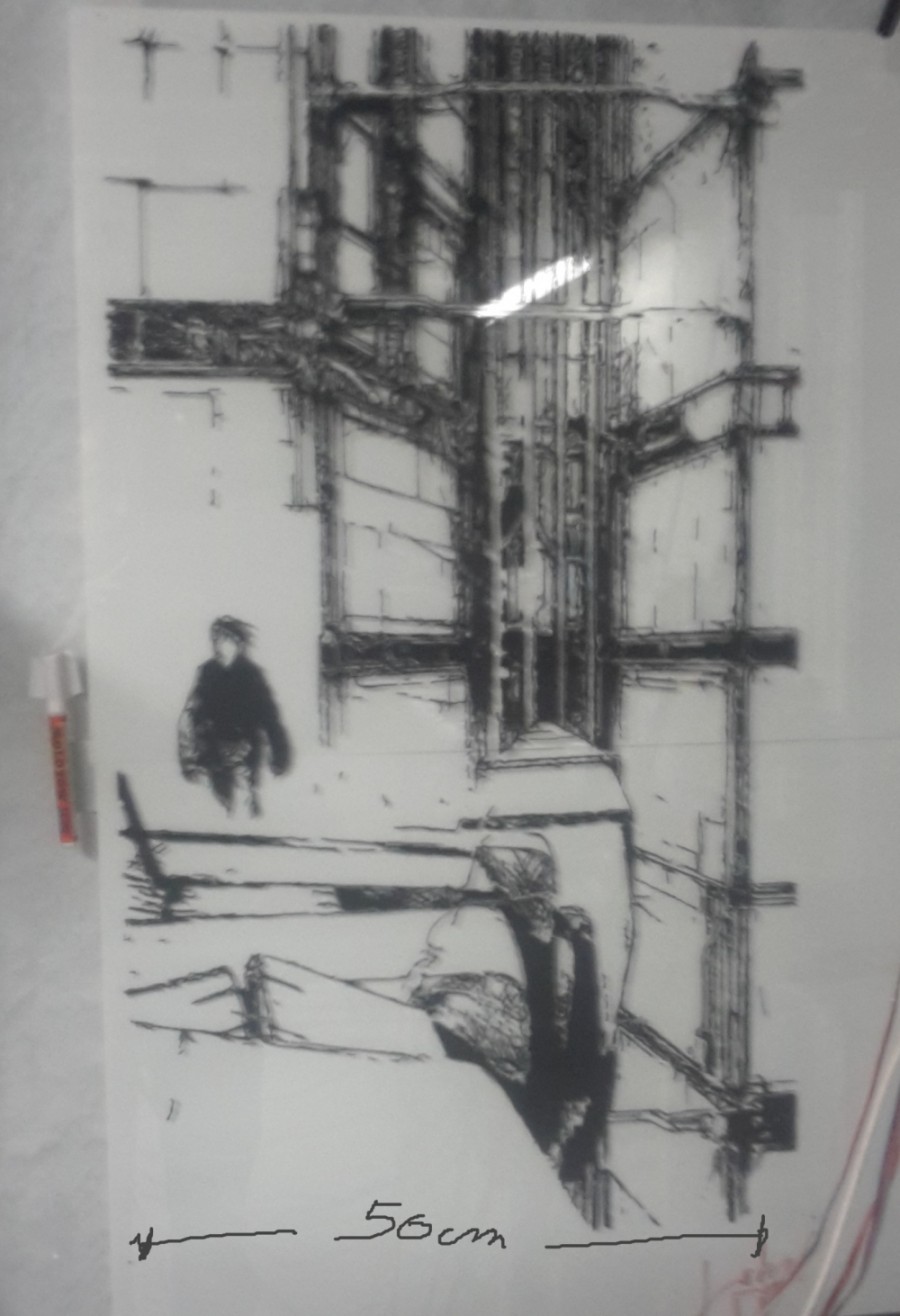 [RENDER] Blame Manga – 6800 lines – LadyDraw – The Wall Drawing Machine